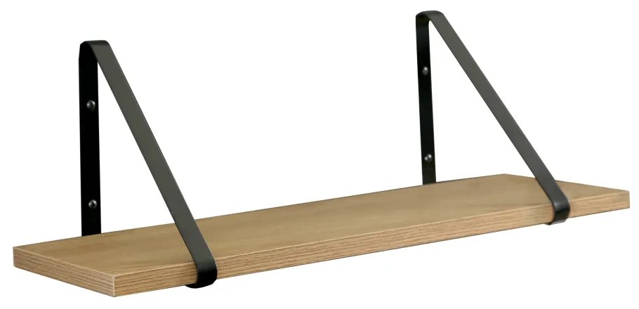 Závěsná police SAGIRA š.60 cm, MDF lamino dub, kov černý lak mat