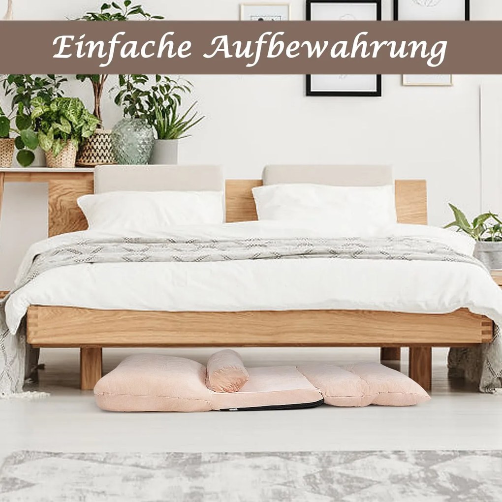 Costway Rozkládací pohovka na podlaze s 2 polštáři a opěradlem 6