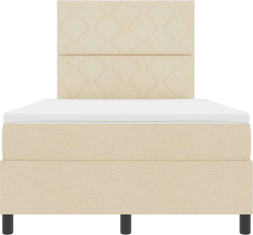 Postel s boxspringem s čelo Krémová 120 x 190 cm textil 3339453