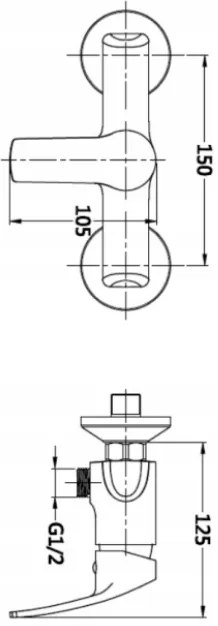 Invena, nástěnná sprchová baterie 150mm, chromová, INV-BN-27-001-A