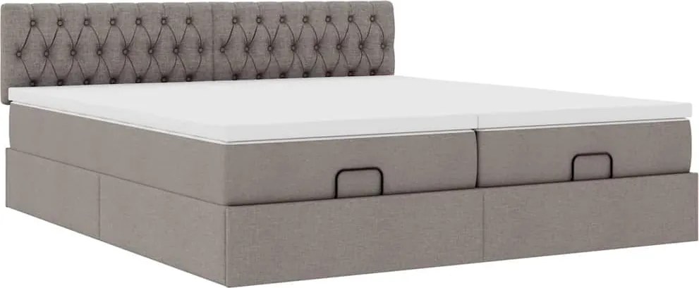 Osmanský rám postele s matracíes taupe 200x200cm textil 3312875