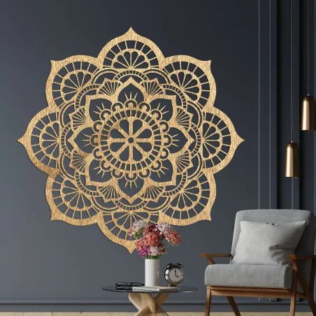 Dřevěná dekorace na zeď mandala symbolika lotosový květ I SENTOP PR0204