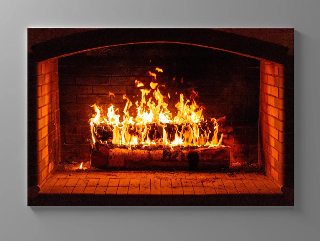 Liox Obraz hořící krb Rozměr: 60 x 40 cm
