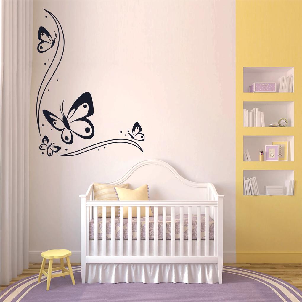 Samolepka na zeď -  Motýl ornament (44x60 cm) - PopyDesign