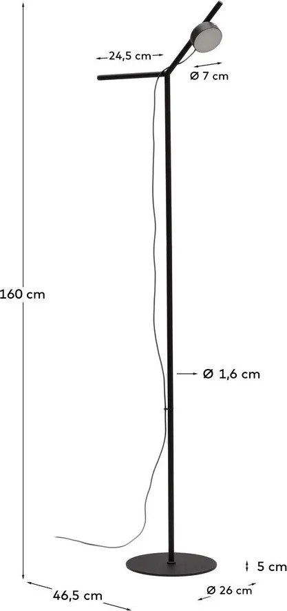 Černá LED stmívatelná stojací lampa (výška 160 cm) Orey – Kave Home