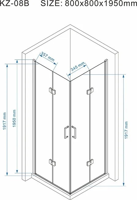 BPS-koupelny Čtvercový sprchový kout HYD-SK08B 80x80 zlatá kartáčovaná/transparent - bez vaničky