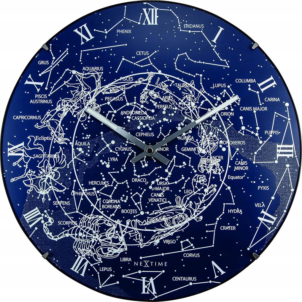 Moderní nástěnné hodiny NeXtime Milky Way Dome 35cm Tichý mechanismus