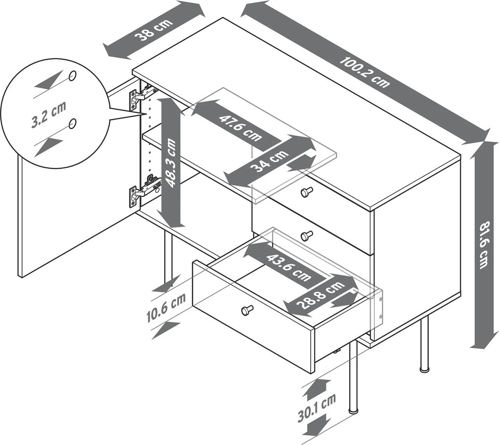 Tchibo - Konzolový stůl »Finnsbo« se zásuvkami