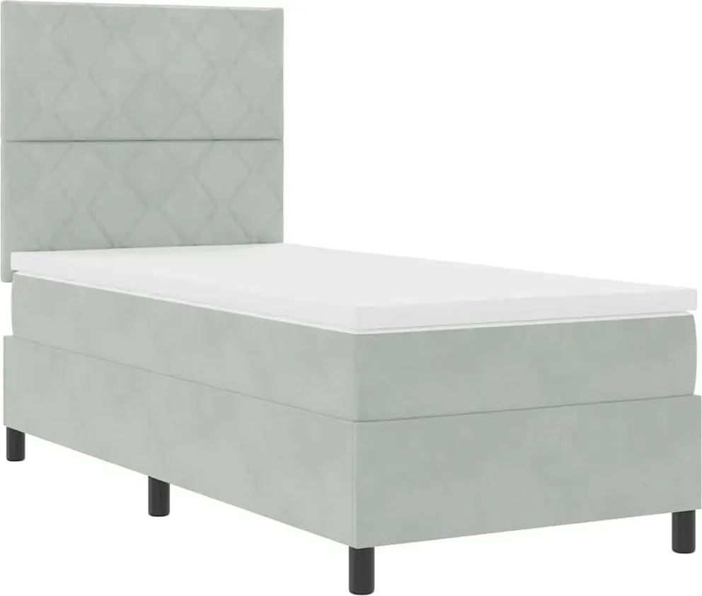 Postel s boxspringem s polštářem Světle šedá 90 x 190 cm samet 3339866