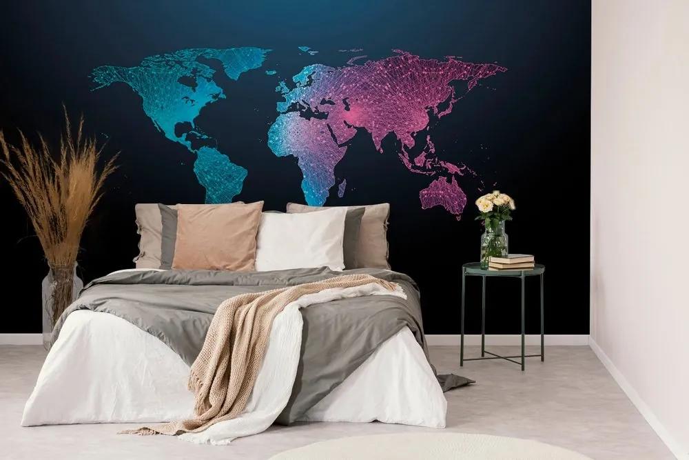 Samolepící tapeta noční mapa světa - 300x200 cm