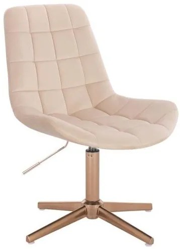 LuxuryForm DESIGN Otočná židle PARIS VELUR na zlatém kříži - krémová
