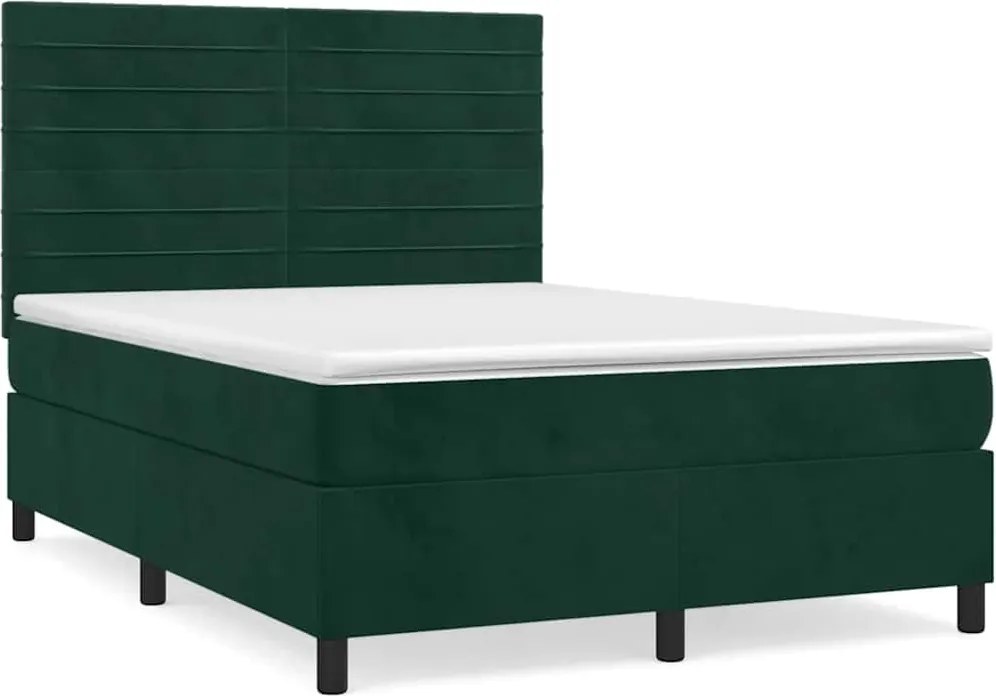 Box spring postel s matrací tmavě zelená 140x200 cm samet 3143088