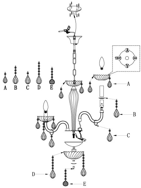 Eglo 39113- Lustr CARPENTO 5xE14/40W/230V