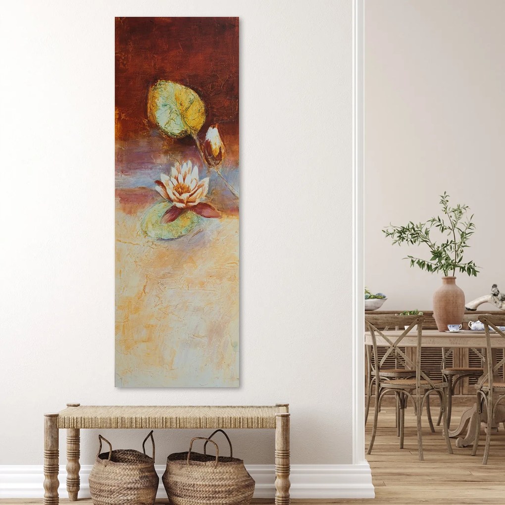 Gario Obraz na plátně Vodní lilie květ jako ručně malované Rozměry: 30 x 90 cm