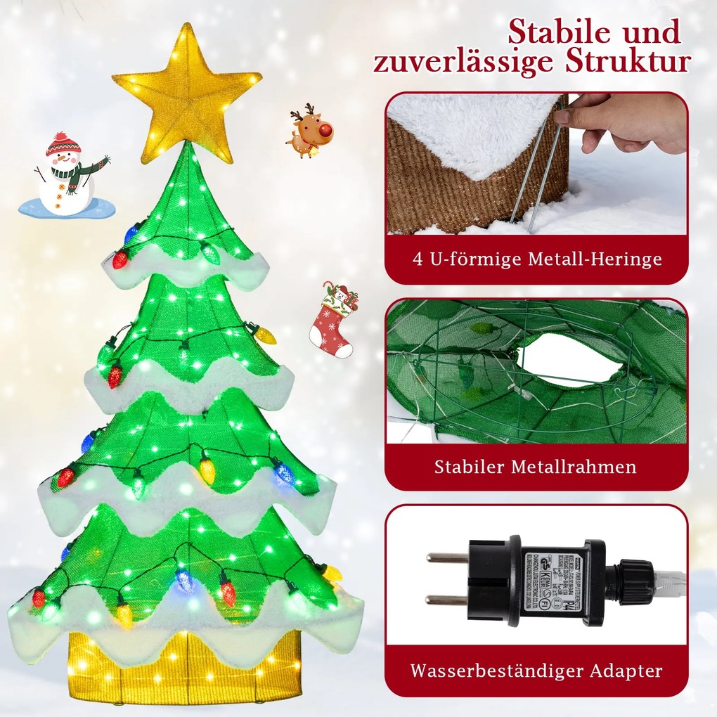 Costway 130 cm LED vánoční stromek s LED světly a žárovkami ve tvaru hvězdy