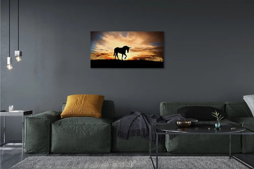 Obrazy na plátně Unicorn sunset 100x50 cm