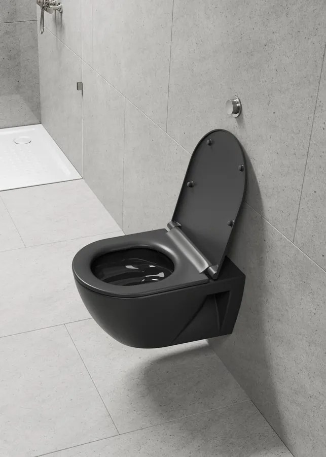 GSI GSI, PURA ECO závěsná WC mísa, Swirlflush, 36x55cm, černá dual-mat, 880726