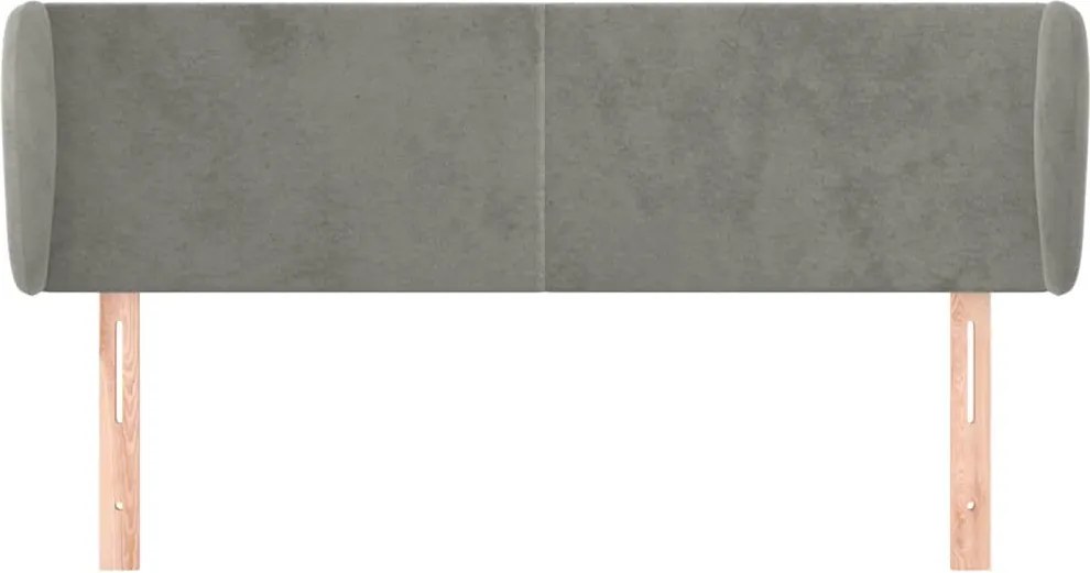 Čelo postele typu ušák světle šedé 147x23x78/88 cm samet 3116912