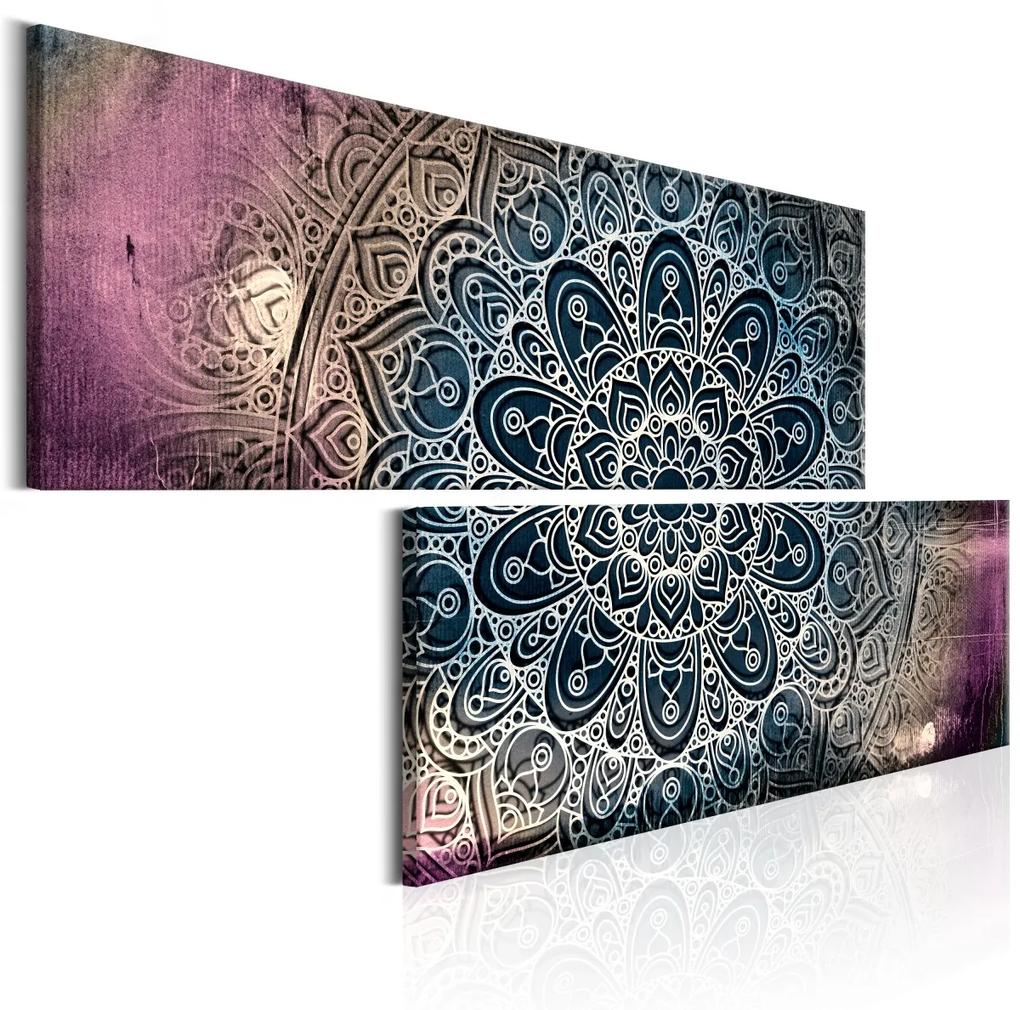 Obraz Mandala modrorůžová + háčky a hřebíčky ZDARMA Velikost (šířka x výška): 180x90 cm