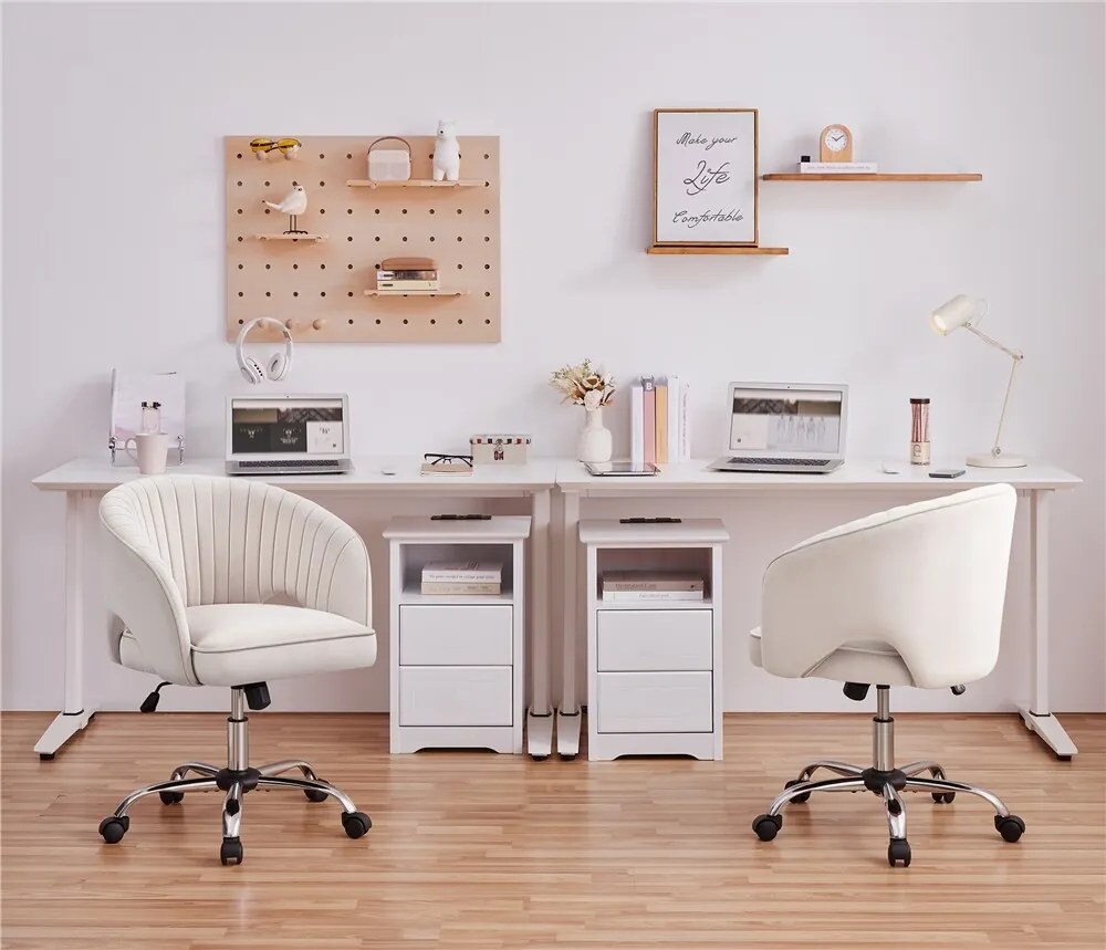 Kancelářská židle Yaheetech – krémově bílá (266321706890)