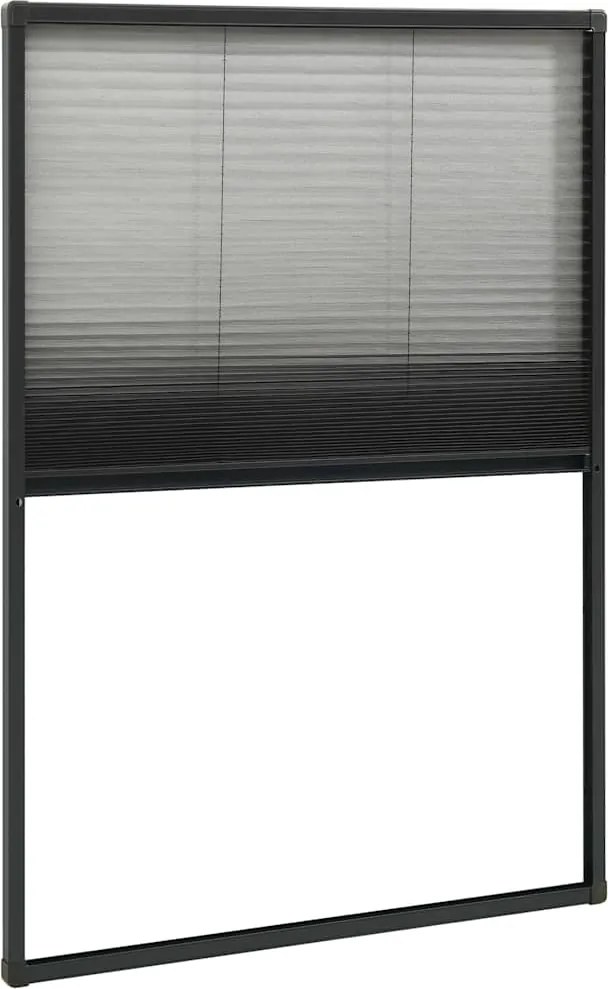 Plisovaná okenní síť proti hmyzu hliník antracitová 80 x 160 cm 148668