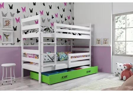 Dětská patrová postel ERYK 80x190 cm - bílá Zelená