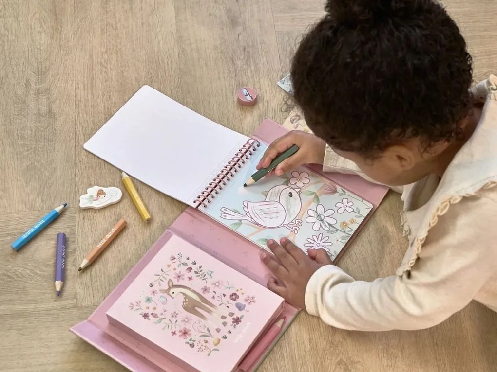 Little Dutch Omalovánky s pastelkami a samolepkami Rosa Fairy Garden
