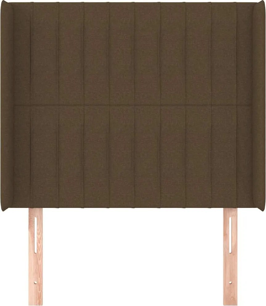 Čelo postele typu ušák tmavě hnědé 83x16x118/128 cm textil 3119795