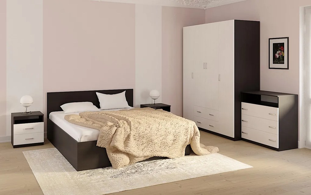 Šatní skříň SANTOS 4D2S wenge/bílá