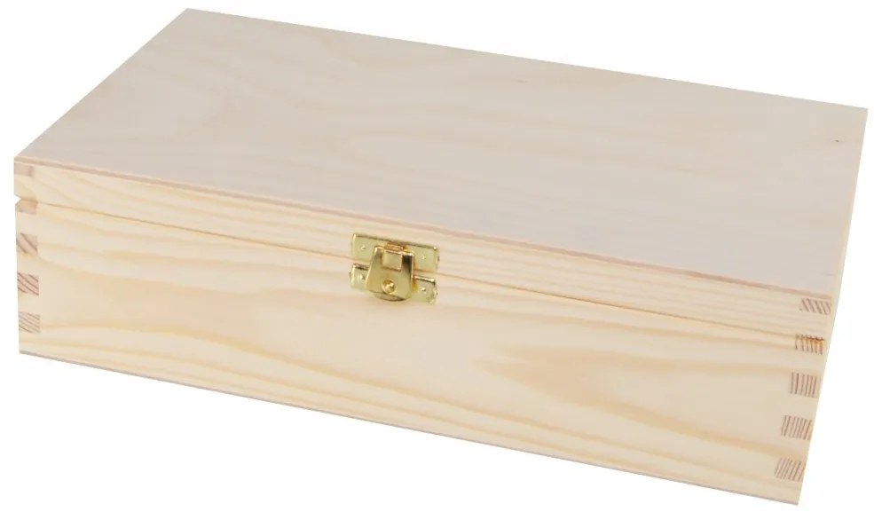 Dřevěná krabička s víkem a zapínáním - 28 x 16 x 8 cm - 2. jakost