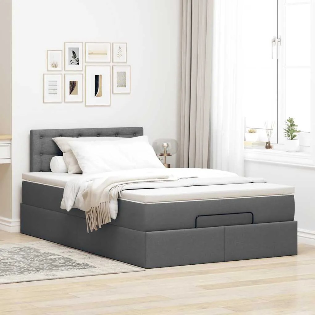 Osmanský postel s matrací tmavě šedá 120x200 cm textil 3311616