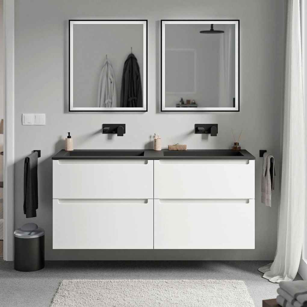 Koupelnová skříňka VIREO 140 cm s umyvadlem z minerálního odlitku BRUXELLES - možnost volby barvy