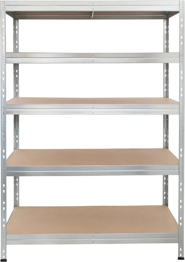 Kovový regál RIVET PRO 252x120x45 DTD dřevotříska 5 úrovní pozinkovaná