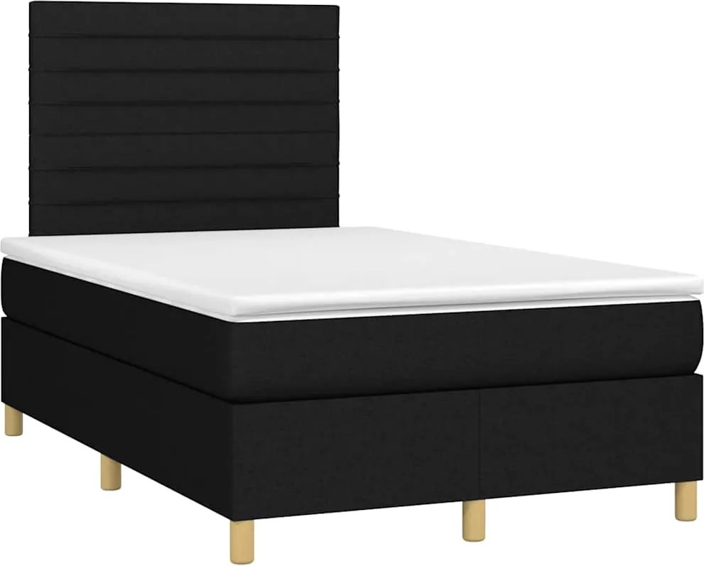 Box spring postel s matrací a LED černá 120x190 cm textil 3270255