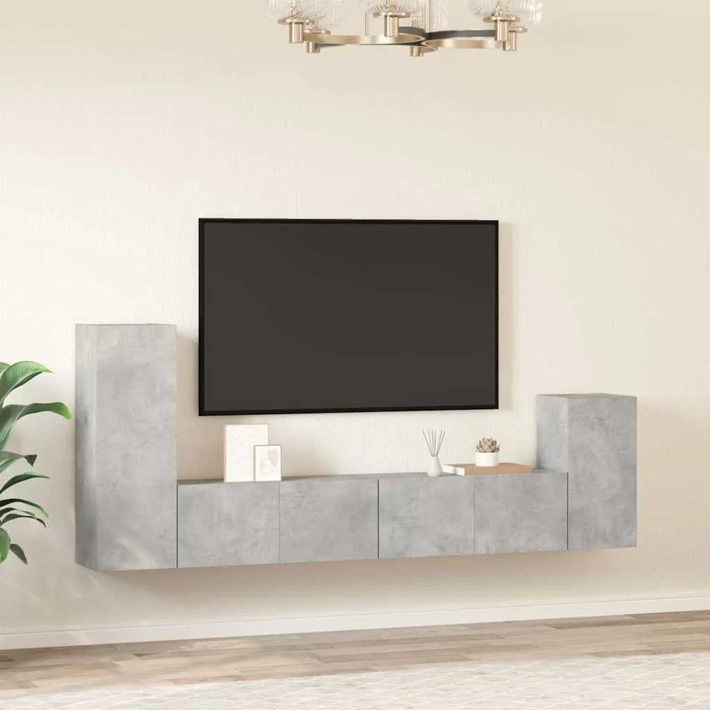 4dílný set TV skříněk betonově šedý kompozitní dřevo 3114625
