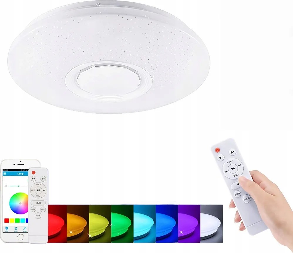 Rgb Led Lampa 60 W S Bluetooth Reproduktorem Dálkový Ovladač Stropní Svítidlo Panel