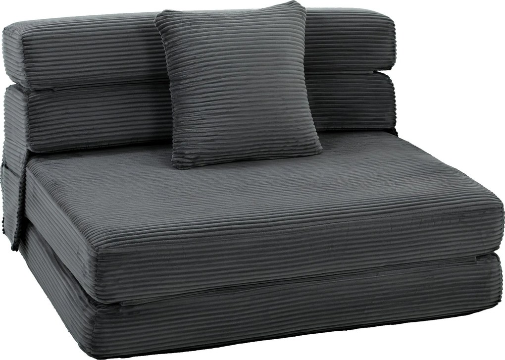 HOMCOM 2-in-1 Folding Sleeper Chair — Foldable Sofa Bed with Corduroy Upholstery, Padded Folding Mattress, Guest Floor Chair for Bedroom & Living Room