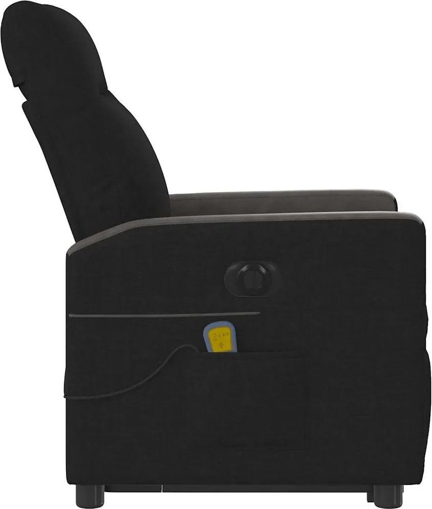 Elektrické zvedací masážní polohovací křeslo černé textil 3324075