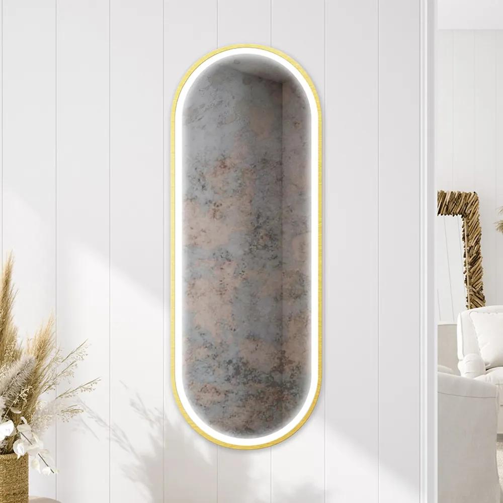 Zrcadlo Zeta Gold LED - antique Rozměr: 60 x 130 cm