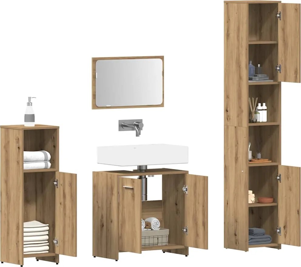 4dílná koupelnová sestava dub artisan kompozitní dřevo 3328554