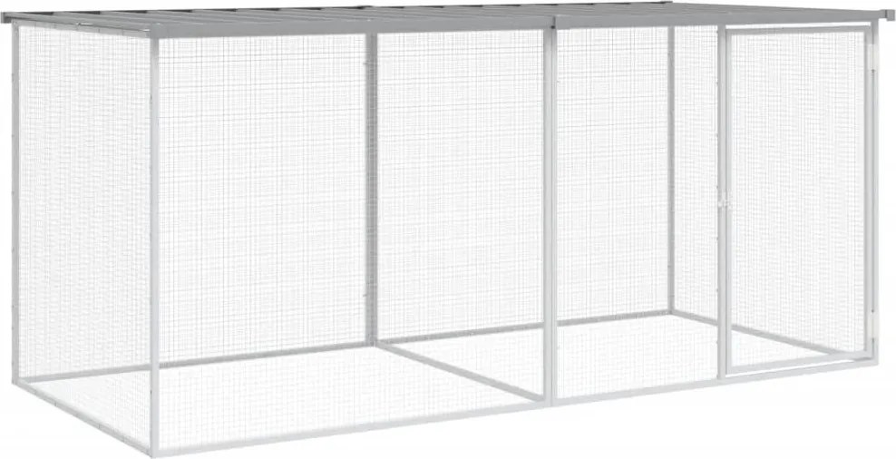 Klec pro kuřata se střechou světle šedá 203 x 98 x 90 cm pozinkovaná ocel 3189054