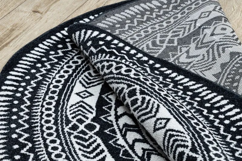 Dywany Łuszczów, Kusový koberec Napkin black kruh, 100x100 (průměr) kruh, černobílá, chodba / předsíň