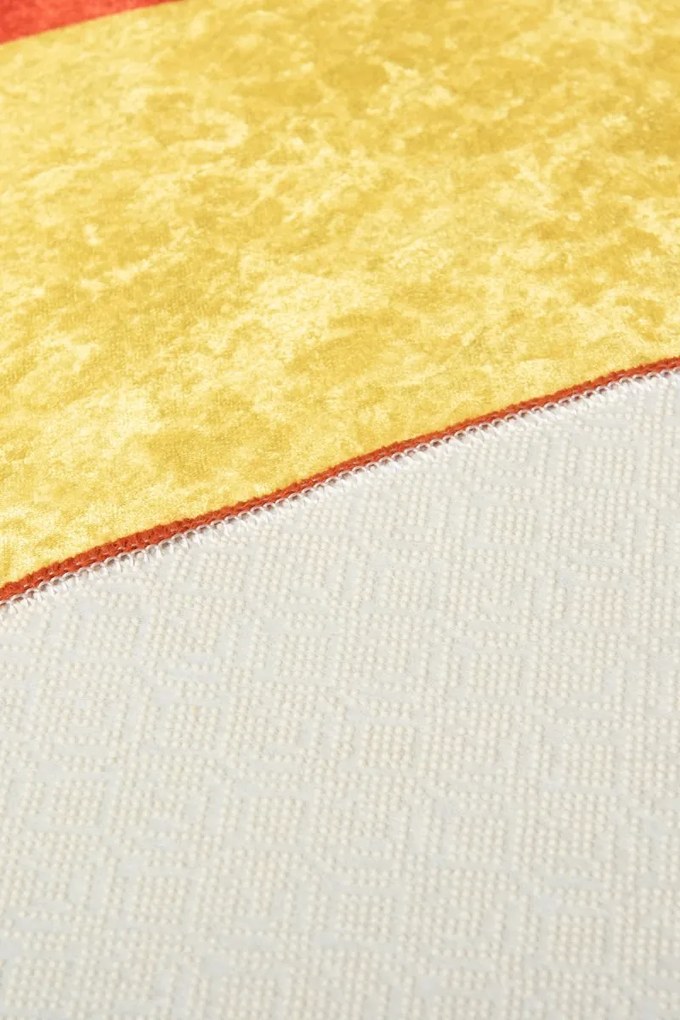 Dětský kulatý koberec Leon 140 cm žlutý/červený