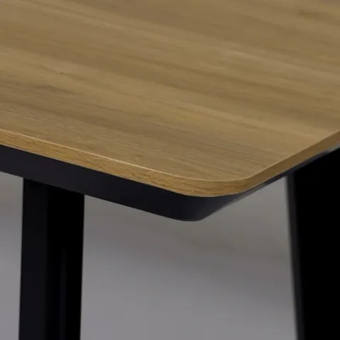 Jídelní stůl 160x90x76 dýha ostín dub kovové nohy černý lak HT-532 OAK