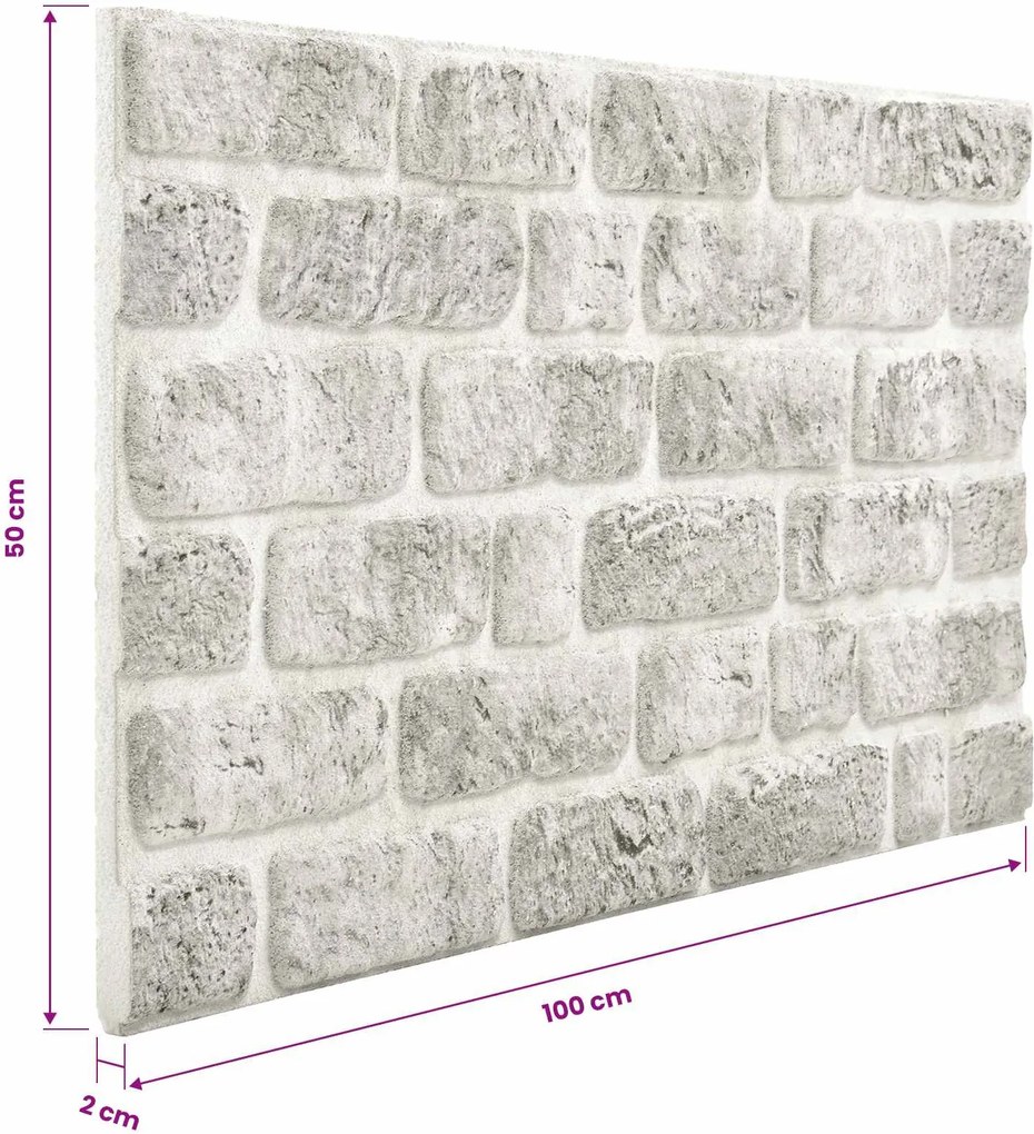 Nástěnné panely 10 ks 100 x 50 cm Světle šedá EPS pěna 332924