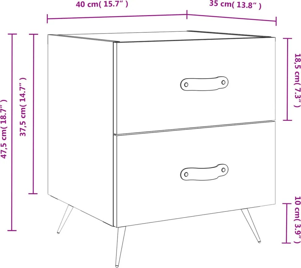 vidaXL Noční stolek 40 x 35 x 47,5 cm kompozitní dřevo [827258] Barva: šedá sonoma