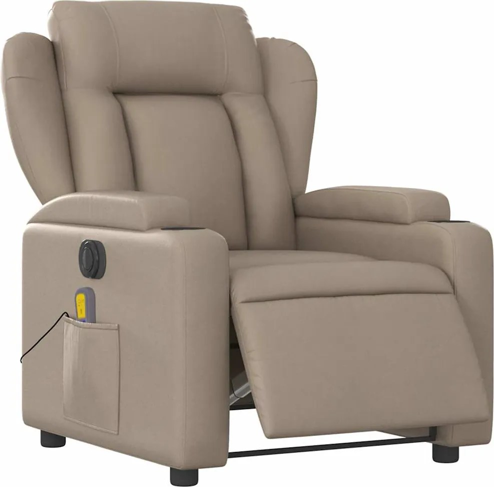 Elektrické masážní polohovací křeslo cappuccino umělá kůže 3204543
