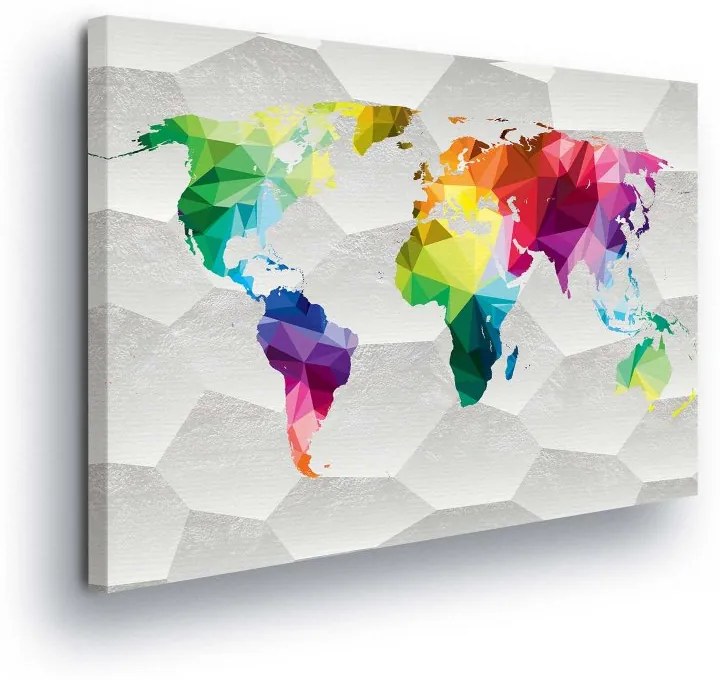 GLIX Obraz na plátně - Vícebarevná Mapa Světa II 100x75 cm