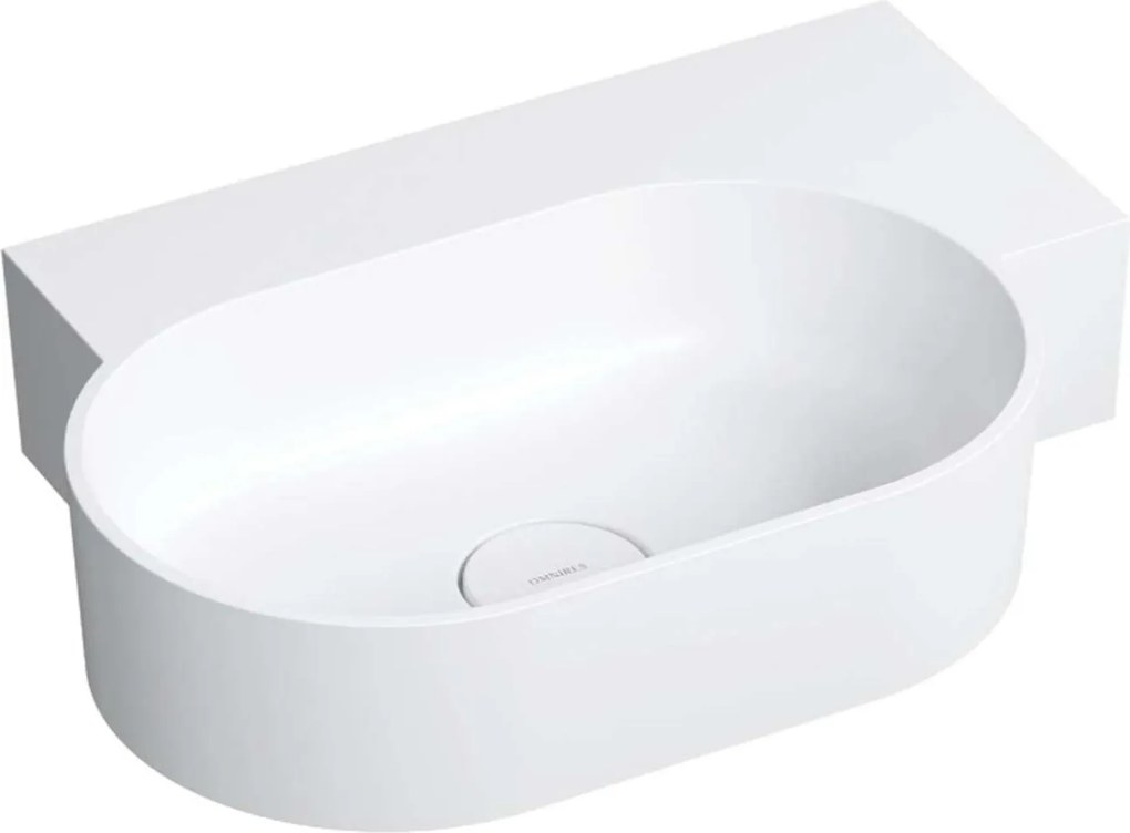 OMNIRES Ovo M+ - Umyvadlo 56x39 cm, bez přepadu, bez otvoru pro baterii, pravé, matná bílá OVO555UWPBM