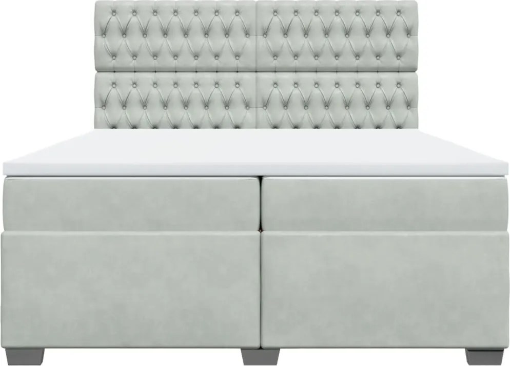 Box spring postel s matrací světle šedá 200x200 cm samet 3291008